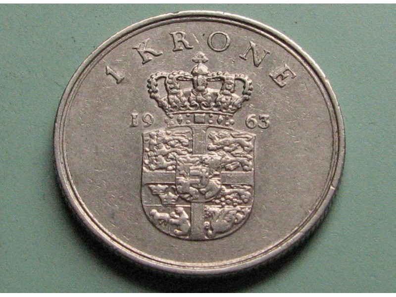 Danska - 1 Krone - Frederik IX 1963