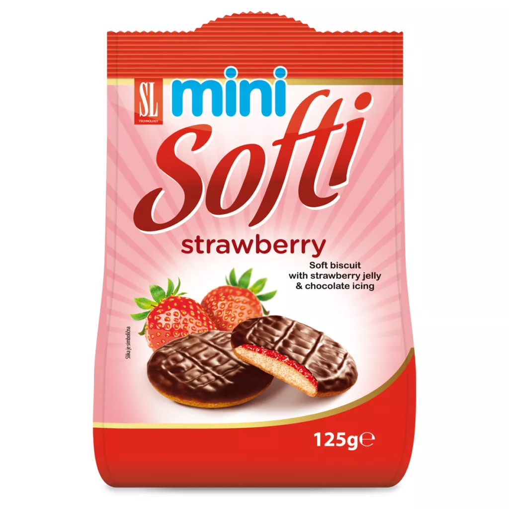 Mini Softy jagoda biscuit 125g