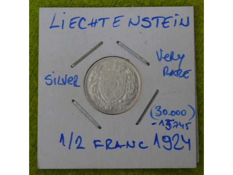 Lihtenstajn 1/2 franc 1924 - srebro