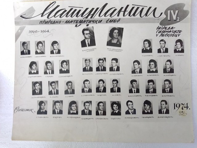 MATURANTI GIMNAZIJE U LESKOVCU-GENERACIJA 1960-1964