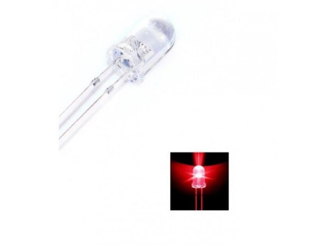 Led dioda 5 mm transparent CRVENA