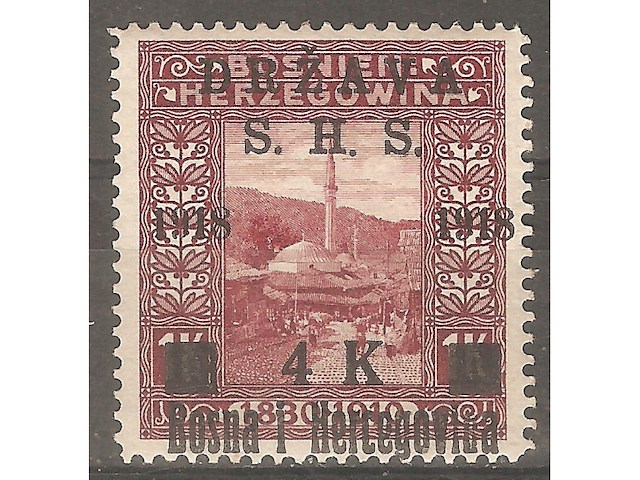 1918 - SHS - BiH  red. sa pretiskom 4 krune MH