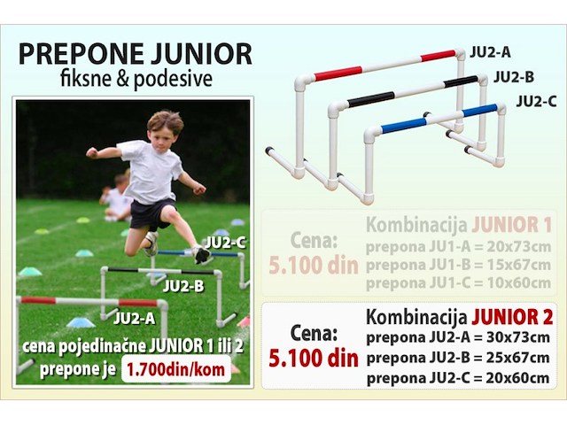 Prepone / set fiksnih prepona JUNIOR 2 (tri prepone)