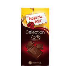 ČOKOLADA NAJLEPŠE ŽELJE CRNA 75% SELECTION 75g