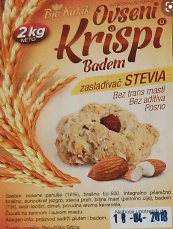 OVSENI KRISPI BADEM-STEVIA 2kg BIO KUTAK