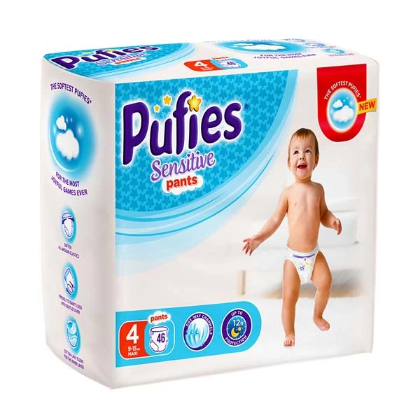 Pufies pelene za bebe Pants Sensitive 4, 46kom