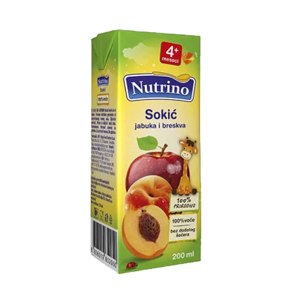 Nutrino sokić jabuka i breskva 200ml, 4m+