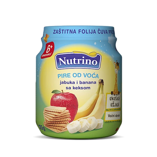 Nutrino pire od voća jabuka i banana sa keksom 125g, 6m+