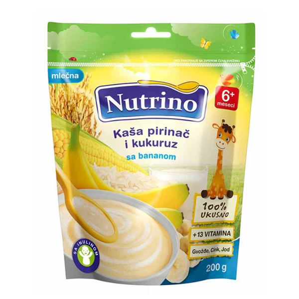 Nutrino mlečna kaša pirinač i kukuruz sa bananom 200g, 6m+