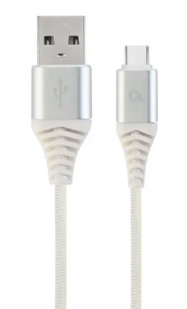 CC-USB2B-AMCM-2M-BW2 Gembird Premium cotton braided Type-C USB charging -data cable,2m, silver/white