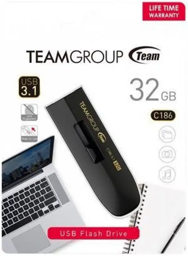 TeamGroup * 32GB C186 USB 3.1 BLACK TC186332GB01 (484)