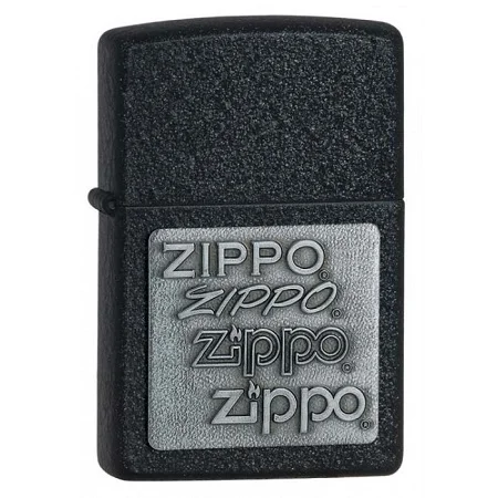 Zippo Pewter Emblem Black Crackle 363