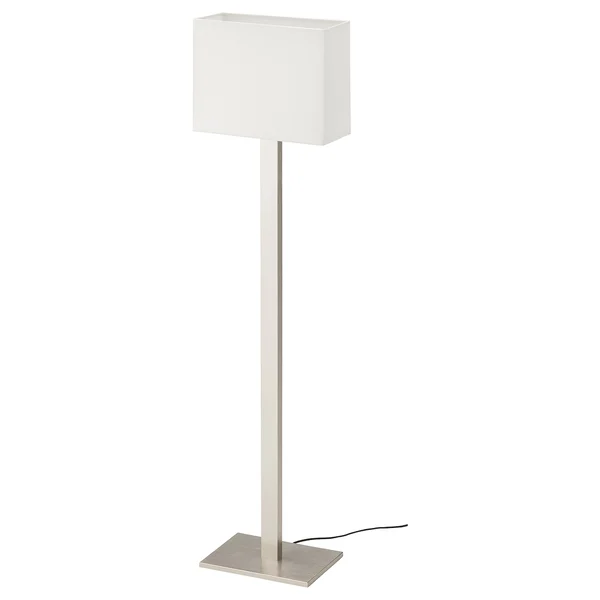 Podna lampa, niklovano/bela, 150 cm