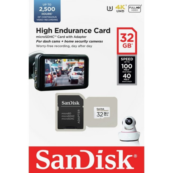 SanDisk High Endurance MICRO SDXC 32GB 100MB/S40MB/S CLASS10 U3/V30+SD ADAPTER