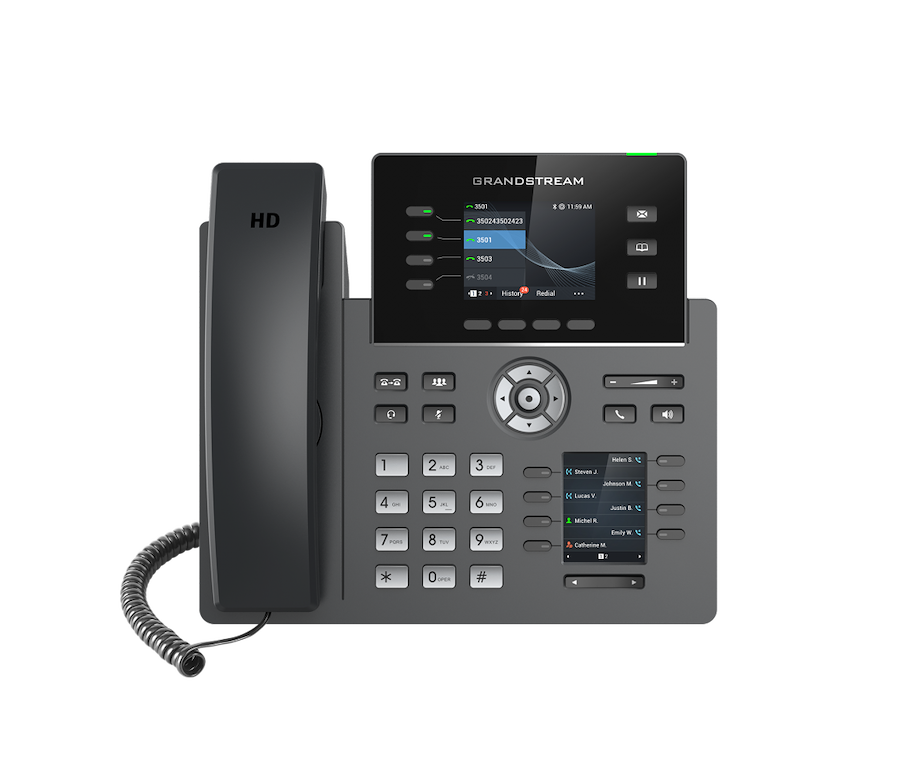 Grandstream GRP-2614 Carrier-grade 4-line/4-SIP VoIP HD telefon, podesivi 2.8" & 2.4" (8 MPK) dual TFT color LCD 320x240 displeji, 40 VPK i BLF tastera, 2 x Gigabit UTP porta, 802.11ac WiFi, Bluet...
