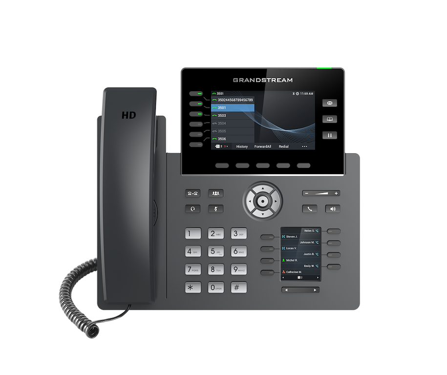 Grandstream GRP2616 Carrier-grade 6-line/6-SIP VoIP HD telefon, podesivi 4.3" LCD 480x272 & 2.4" LCD 320x240 dual TFT color displeji, 48 VPK i BLF tastera, 2 x Gigabit UTP porta, 802.11ac WiFi, Bl...