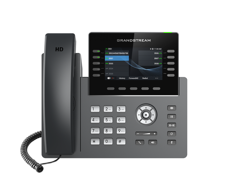 Grandstream GRP2615 Carrier-grade 10-line/5-SIP VoIP HD telefon, podesivi 4.3" TFT color LCD 480x272 displej, 40 Virtual Multi-Purpose (VPK) i BLF tastera, 2 x Gigabit UTP porta, 802.11ac WiFi, Bl...