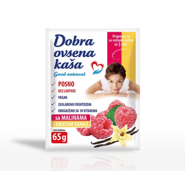 DOBRA OVSENA (ZOBENA) KAŠA MALINA I VANILA 50G