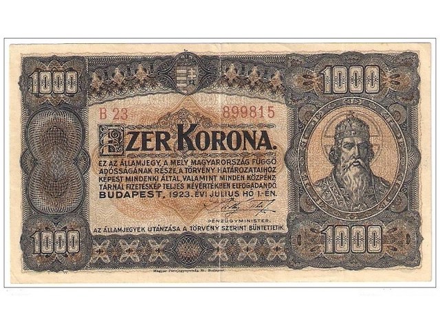 Madjarska 1000 korona 1923. Lepa