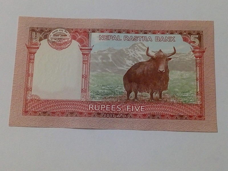 5 Rupees 2017.g - Nepal - Bizon - Odlična -