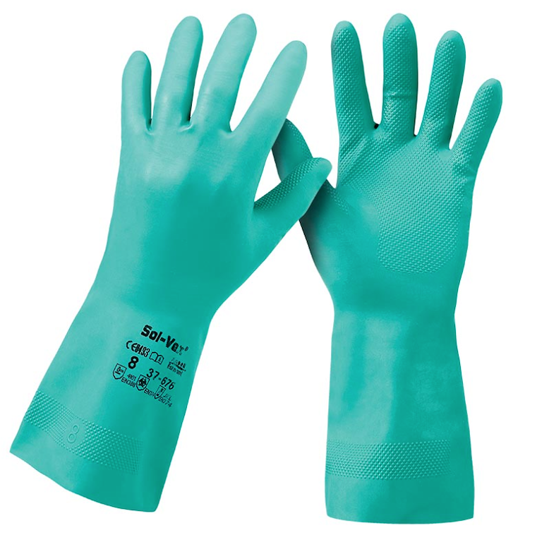 Sol-Vex 37-676 Zelene nitrilne rukavice obložene pamučnim prahom