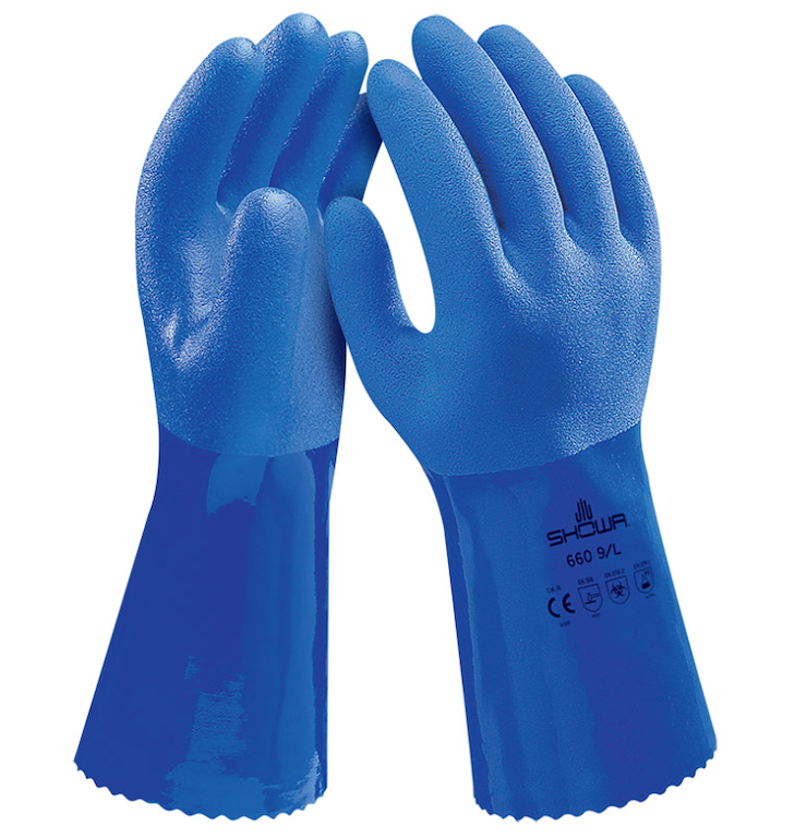 Showa 660 Hemijske rukavice plave boje sa pamučnom osnovom