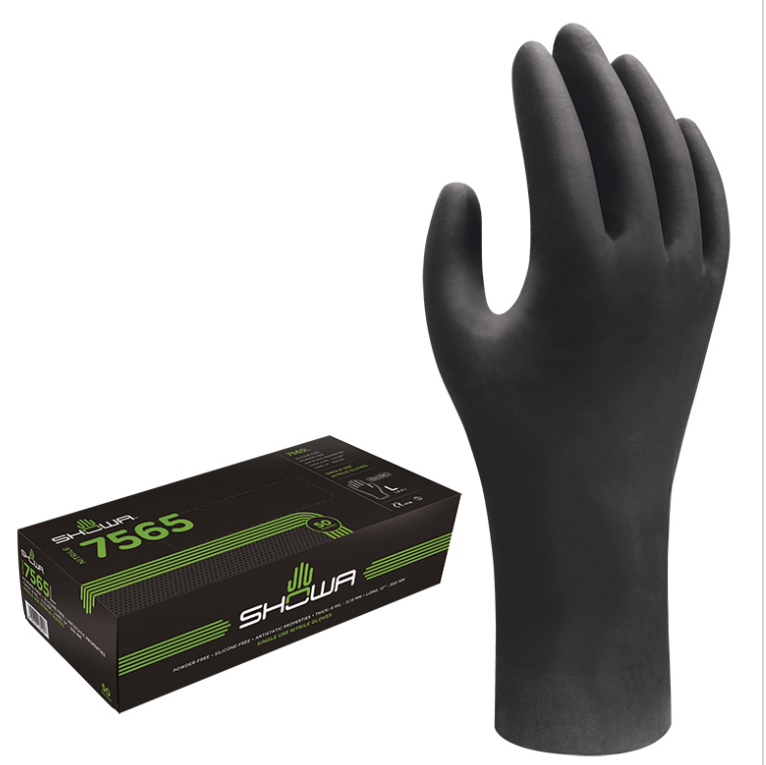 Showa N-Dex 7565 Jednokratne antistatik nepuderisane nitrilne rukavice crne boje/50kom