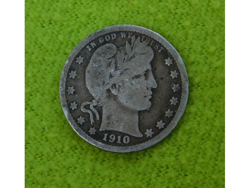 Quarter dollar (Barber) 1910 D - redje - srebro