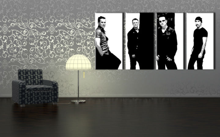 Ručno slikane slike na platnu Pop Art U2 in Black