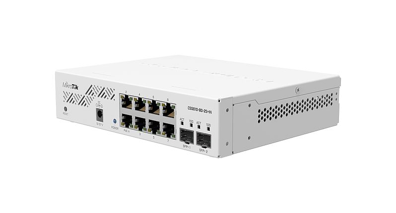 MikroTik CSS610-8G-2S+IN upravljiv svič sa 8 x GbE RJ45 + 2 x 10GbE (SFP+), MAC filter, VLANs, bandwidth limit, mirroring, web managed, access control, port security & isolation, temp. -20°C/60°C,...