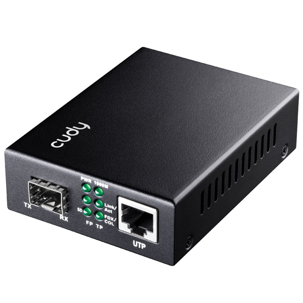 Cudy MC220P PoE+ Gigabit Ethernet 10/100/1000Mb/s Fiber konverter sa 1 SFP slotom (SFP modul se kupuje posebno), 802.3at PoE+ (30W)