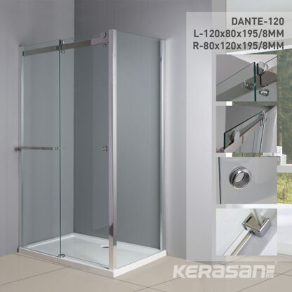 Paravan pravougaoni DANTE-120L, 120x80x195cm / 8mm