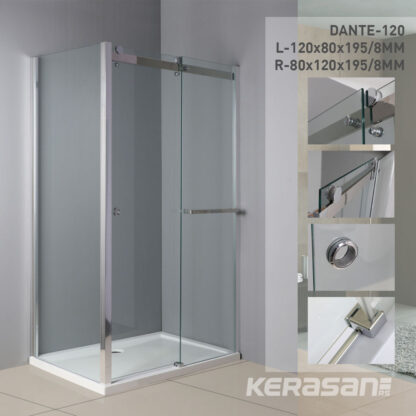 Paravan pravougaoni DANTE-120R, 80x120x195cm / 8mm