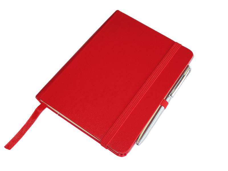 Džepni A6 notes sa olovkom, tvrde korice, crveni (324314-1)