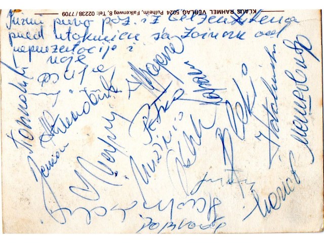 Autogram reprezentacija Jugoslavija Minhen 1974