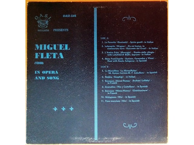 klasika LP: MIGUEL FLETA - In Opera (1970) USA, MINT