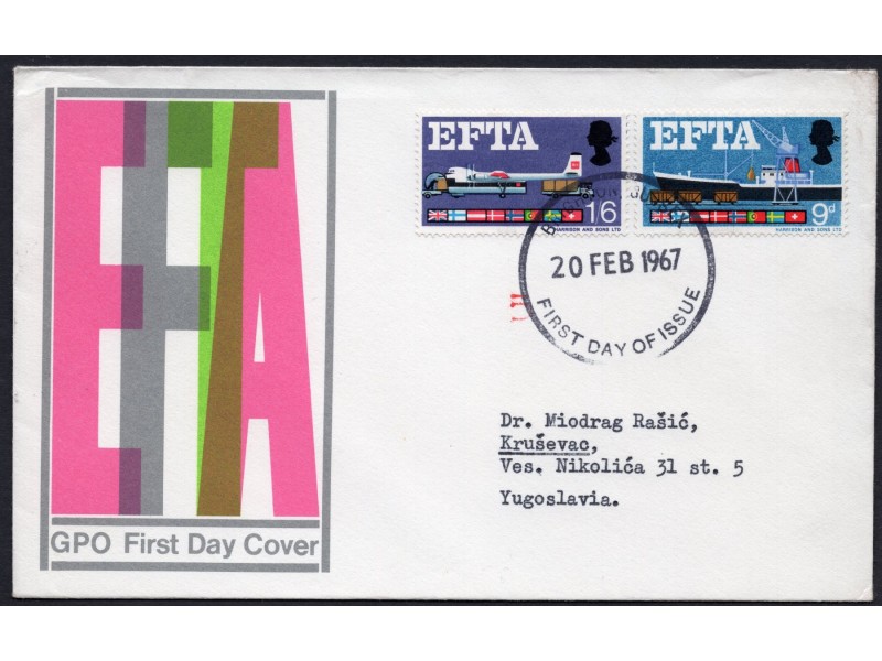 Velika Britanija 1967 - EFTA - Avion - Brod - FDC