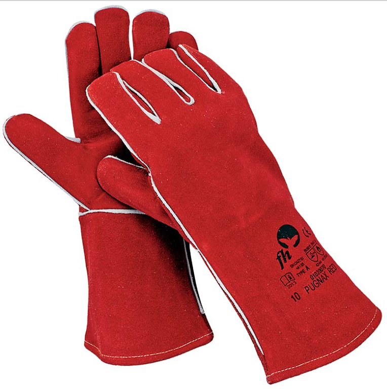 PUGNAX RED Kožne rukavice za zavarivače od goveđeg špalta