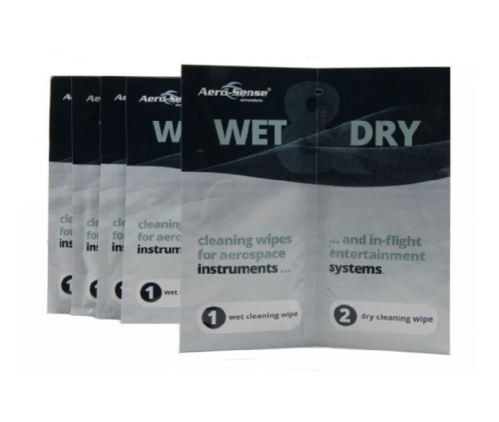 Aero-Sense - Avionics Wipes - 1 WET and 1 DRY wipes - ANTI-STATIC