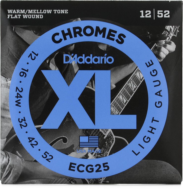DAddario ECG 25 Chromes Flat wound Light Žice za električnu gitaru 12-52