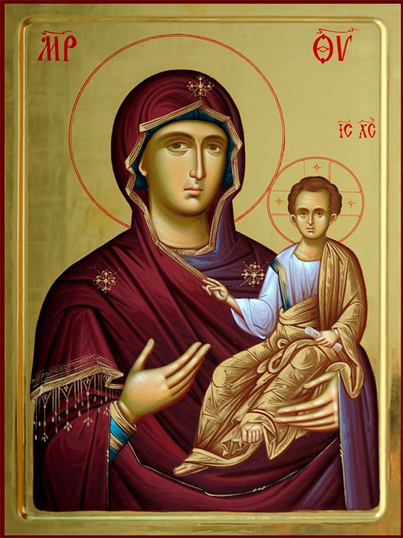Bogorodica Odigitrija 70х50, ikona ručno oslikana u ikonografskoj radionici manastira Žiče