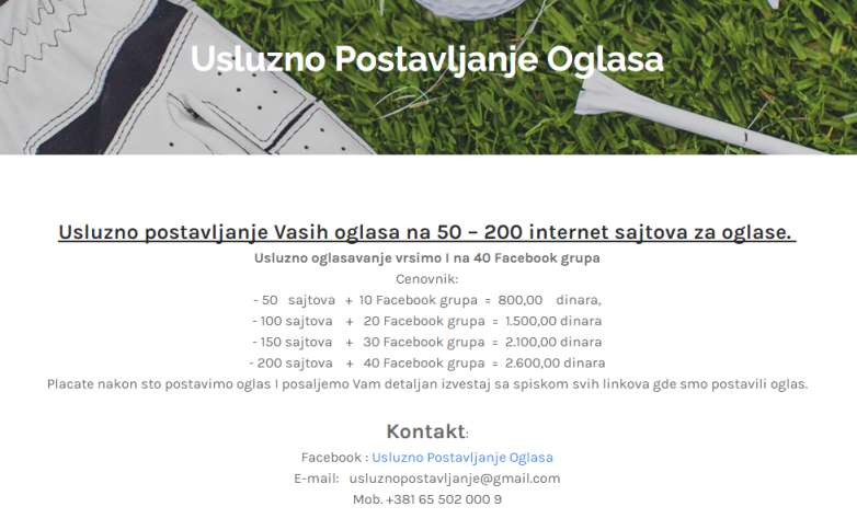 Usluzno postavljanje oglasa na 50-200 sajtova !!!