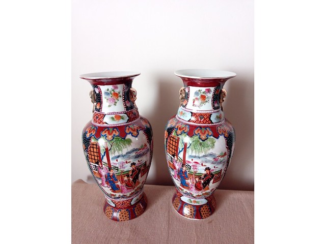 Kineske Vaze Velike od Porcelana Ručni Rad iz 1960-ih