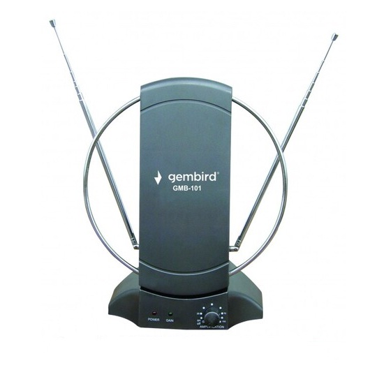 Gembird GMB-101 antena sobna sa pojačalom, UHF/VHF, dobit 25dB, 220v+12V crna (721)