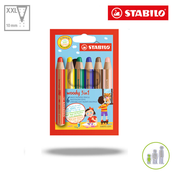 STABILO woody 3 in 1 XXL drvene, vodene i voštane bojice 1/6