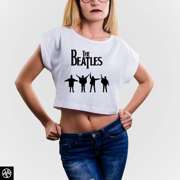 The Beatles Black White Crop Top majica