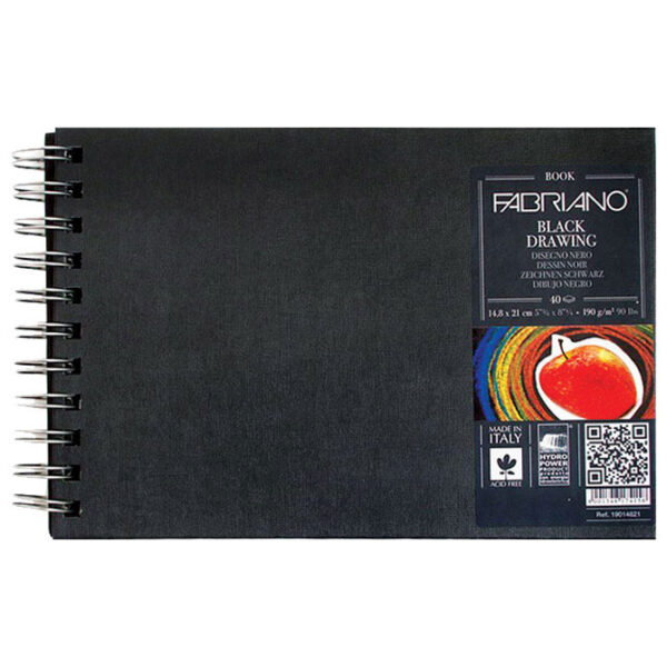 BLACK drawing book 14,8x21cm 40L 190g Murillo NERO Fabriano