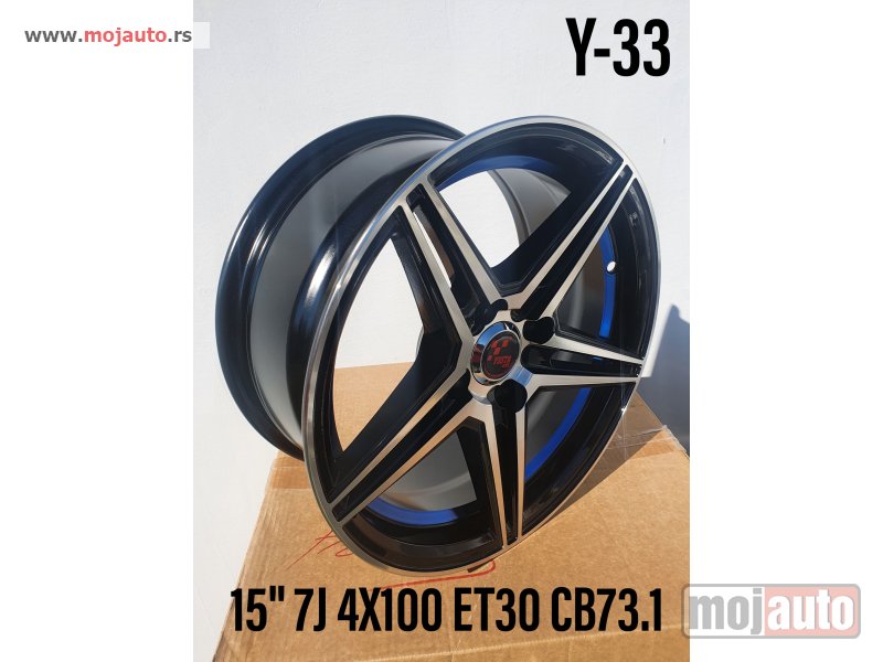 15 ALUFELNE 4X100/7JOTAET30/CB 73,1. MODEL BROJ:Y33 ODGOVARA ZA:VW,SEAT,RENO,TOYOTU.