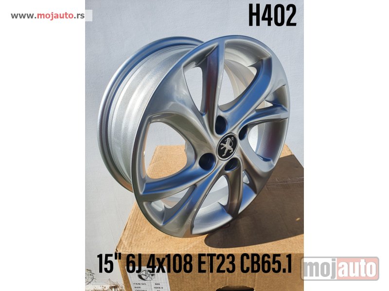 15 ALUFELNE CITROEN,PEZO. 4X108/6JOTA/ET23/CB 65,1. MODEL BROJ:H402. CENA:36000 RSDSET.