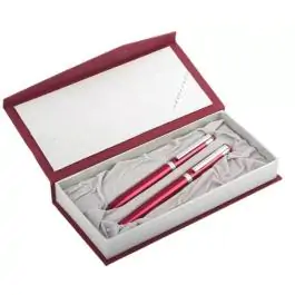 Metalna hemijska olovka i roler u setu crvena